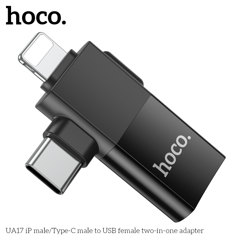 BỘ CHUYỂN ĐỔI 2IN1 LIGHTNING/TYPE-C SANG USB 2.0 HOCO UA17 | 9hComputer